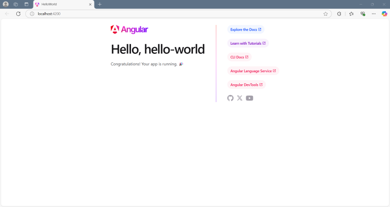 Creating your first Angular application: Hello World
